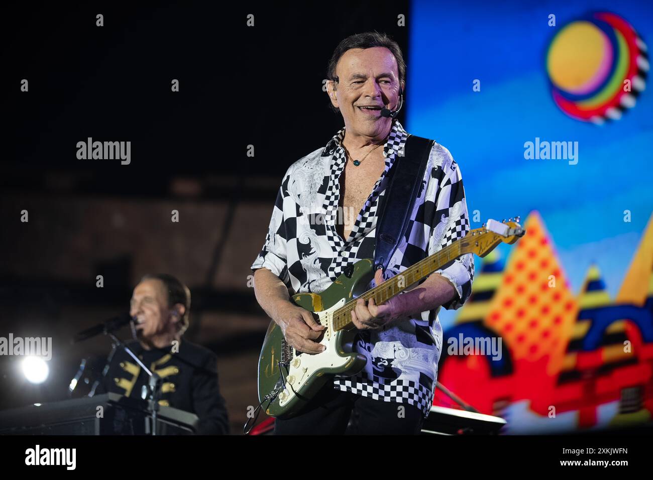 Pompei, Italy. I Pooh, alias Dodi Battaglia, Red Canzian, Roby ...