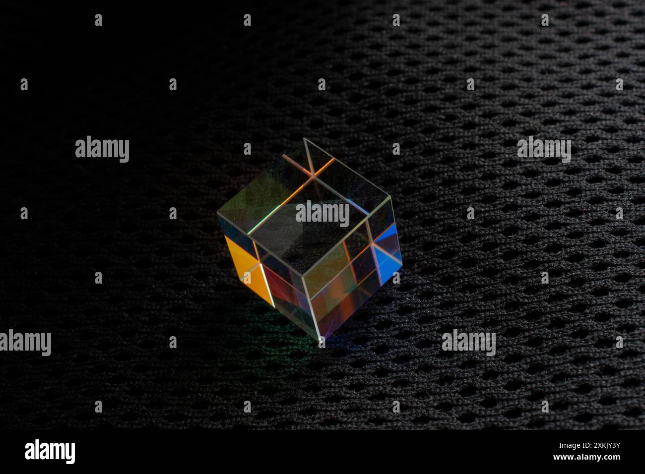 Optical glass cube Light dispersion,spectrum. Physics optics ray refractions Stock Photo - Alamy