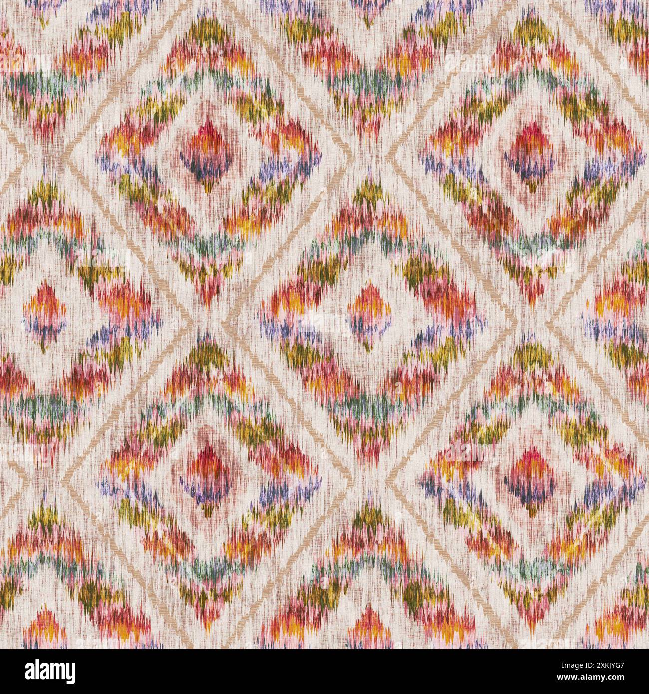 Vintage seamless pattern in Ikat style. Pattern for holidays in retro ...