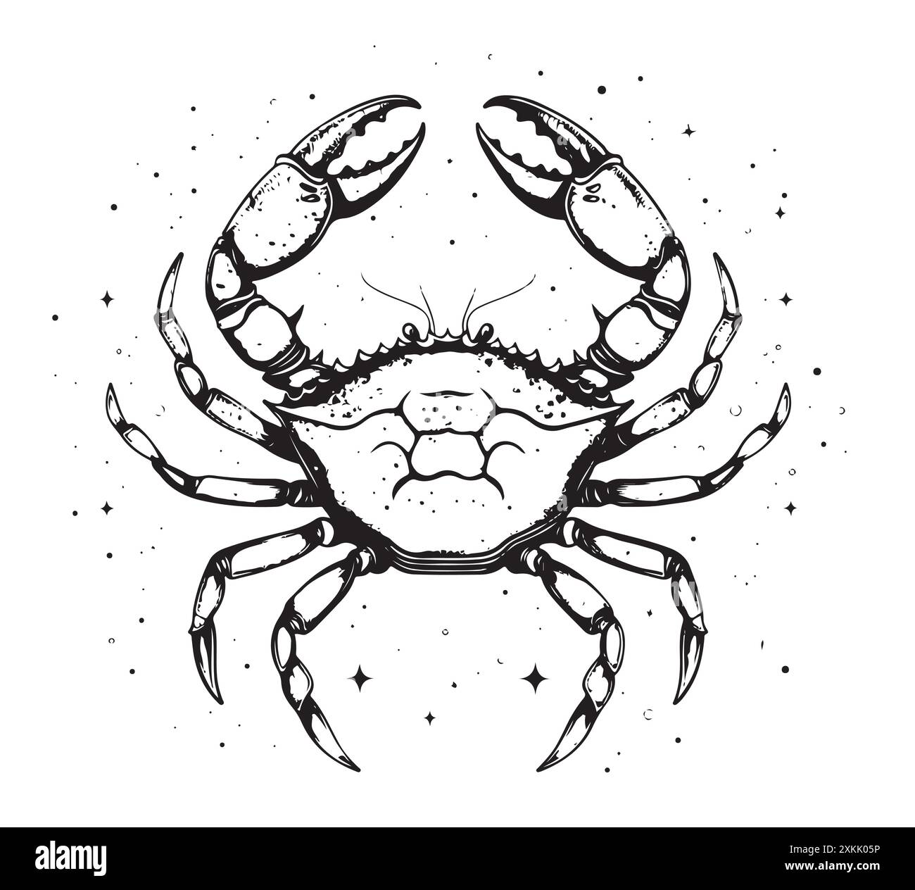 Crab black line icon design on white background. Crab vintage line art ...