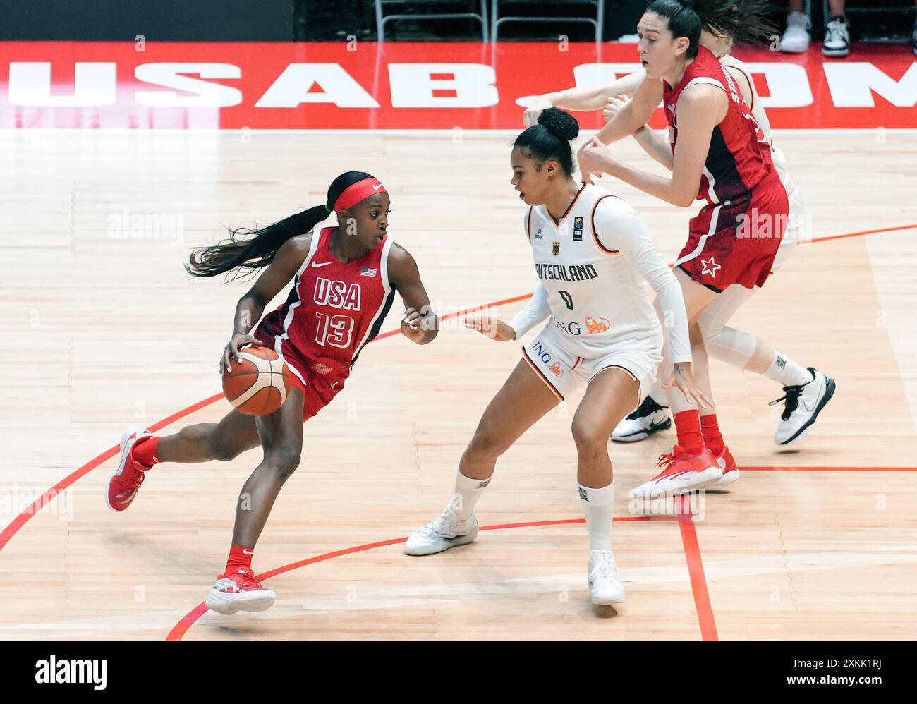 USA's Jackie Young during the 2024 USA Basketball Showcase at the O2 ...