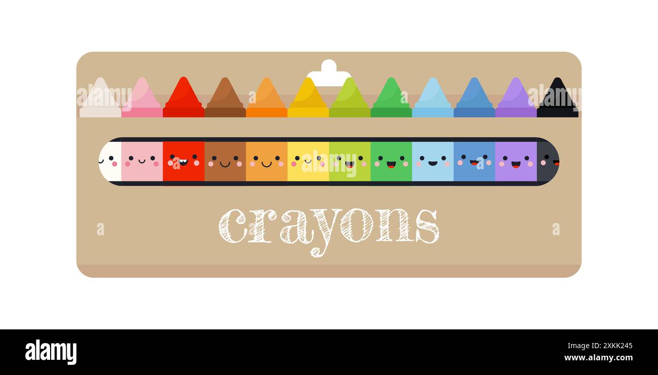 Set of Wax crayons in a carton box, cute small colorful pencils in ...