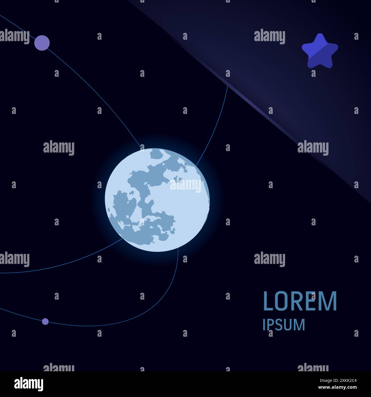 Abstract minimalist modern cover design with flat cartoon moon on dark ...