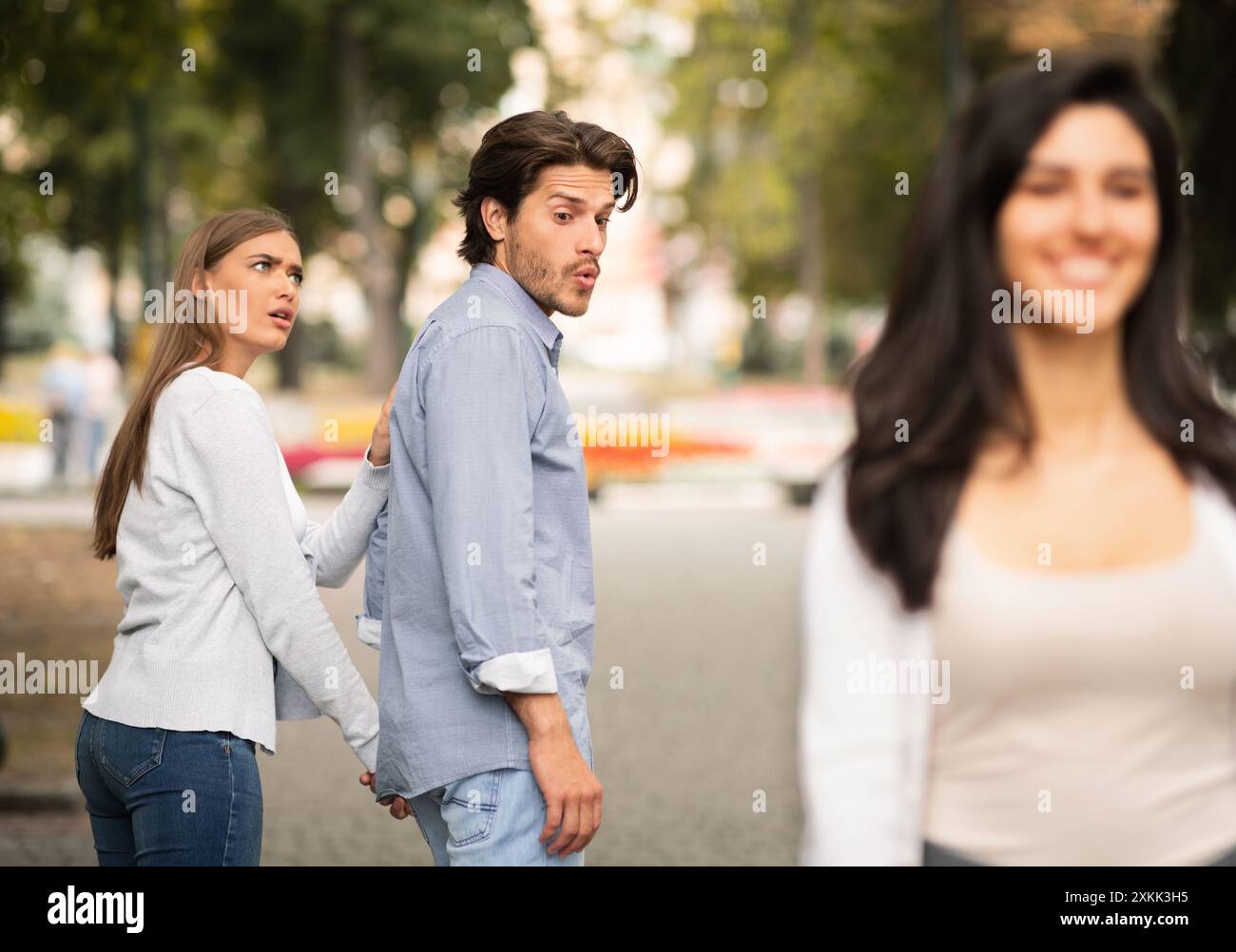 Jealous Girlfriend Calling Boyfriend Distracted By Other Attractive ...