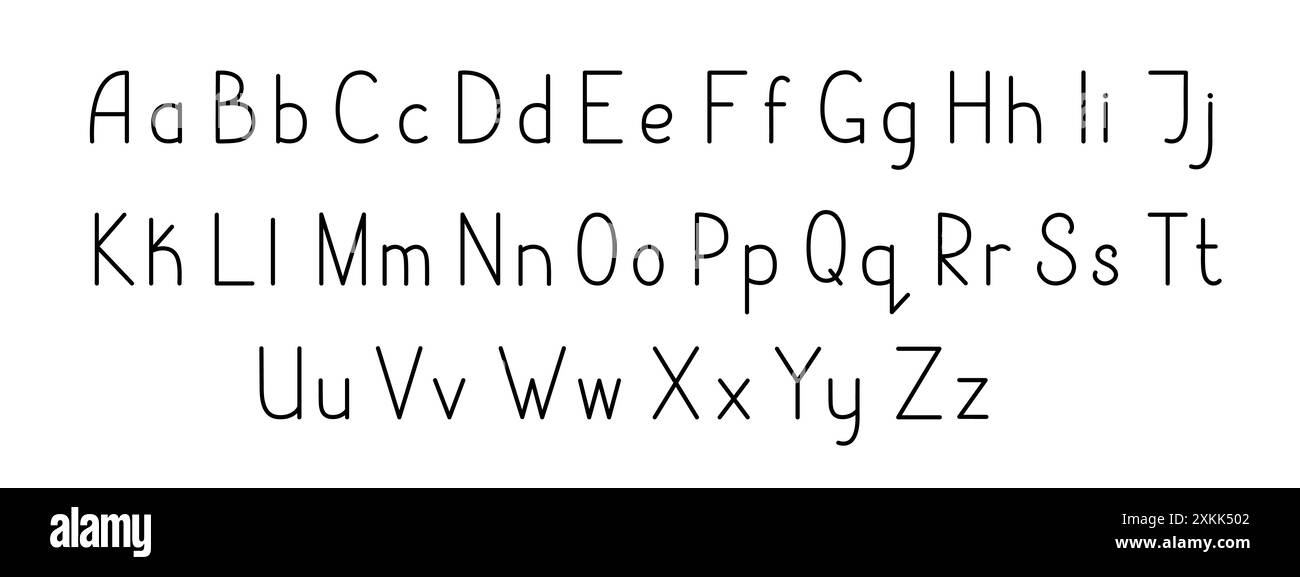 Letters of English alphabet uppercase, lowercase linear hand drawn illustration, calligraphic ...