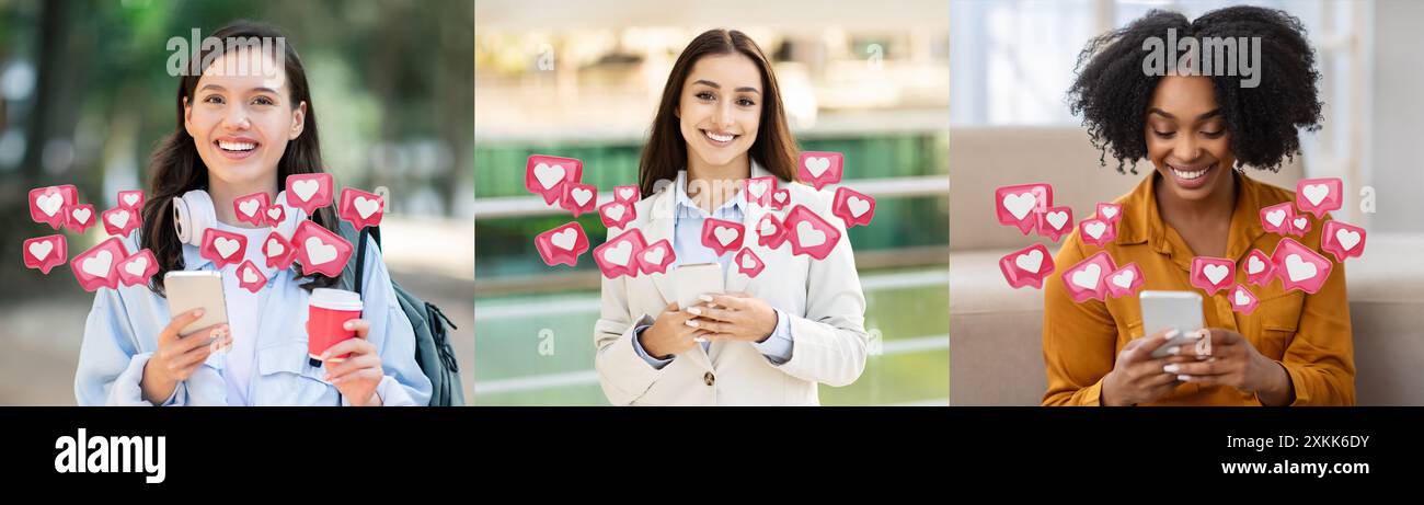 Diverse Group of People Using Smartphones and Receiving Digital Stock ...