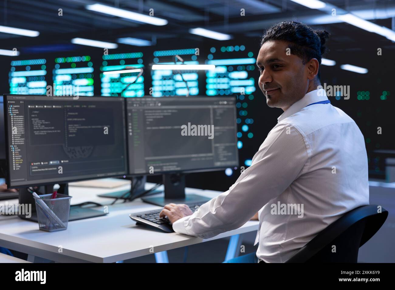 Admin Doing Yearly Checkup To Prolong Data Center Electronics Life Span And Avoid Downtime