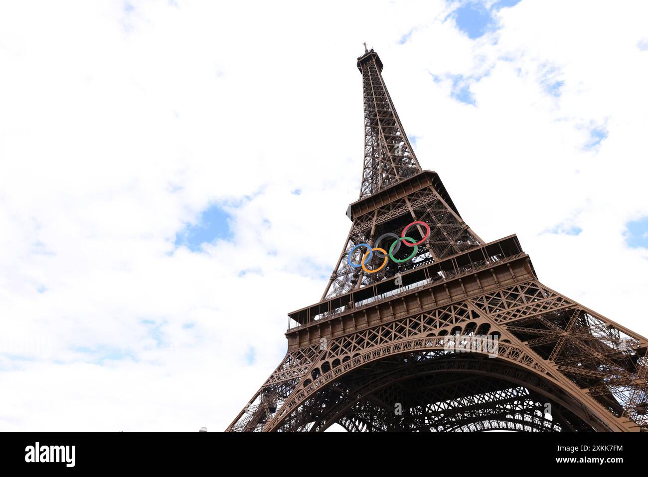 Olympic Logo Mark, Eiffel Tower, JULY 23, 2024 : during the Paris 2024 Olympic Games in Paris ...