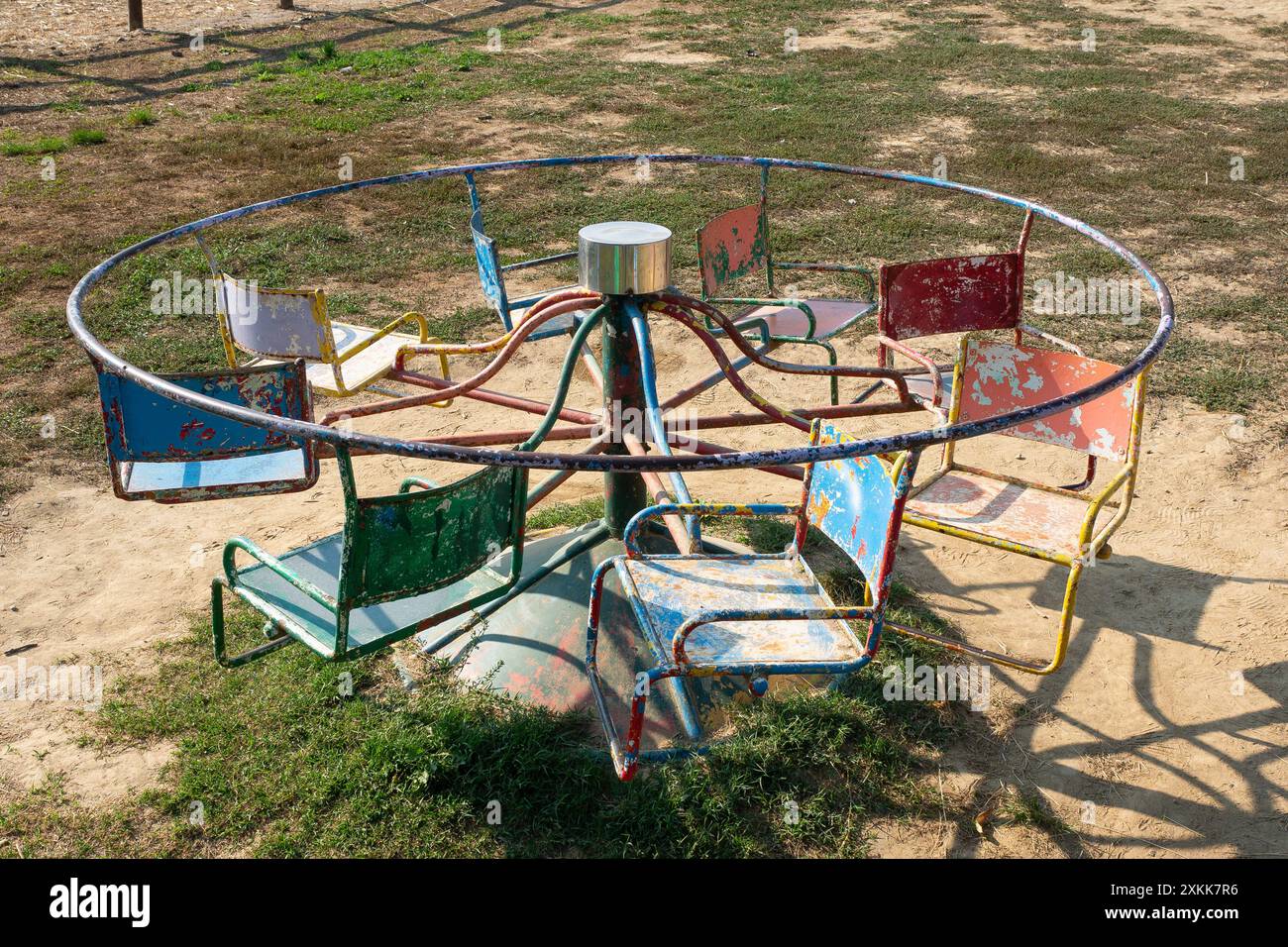 Rusty Vintage Merry-Go-Round in Abandoned Playground Evokes Nostalgic ...