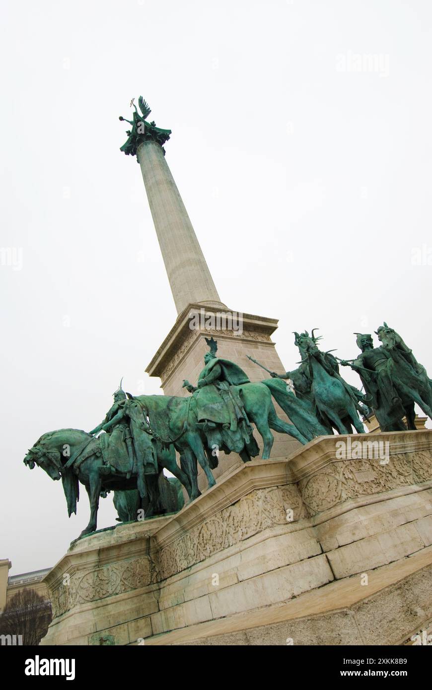 Millennium Monument in Heroes' Square - 36m high column topped by ...