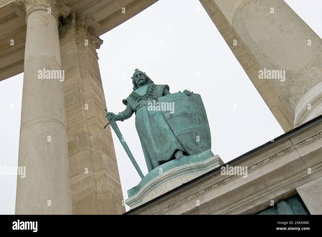 Millennium Monument (detail) in Heroes' Square - 36m high column topped ...