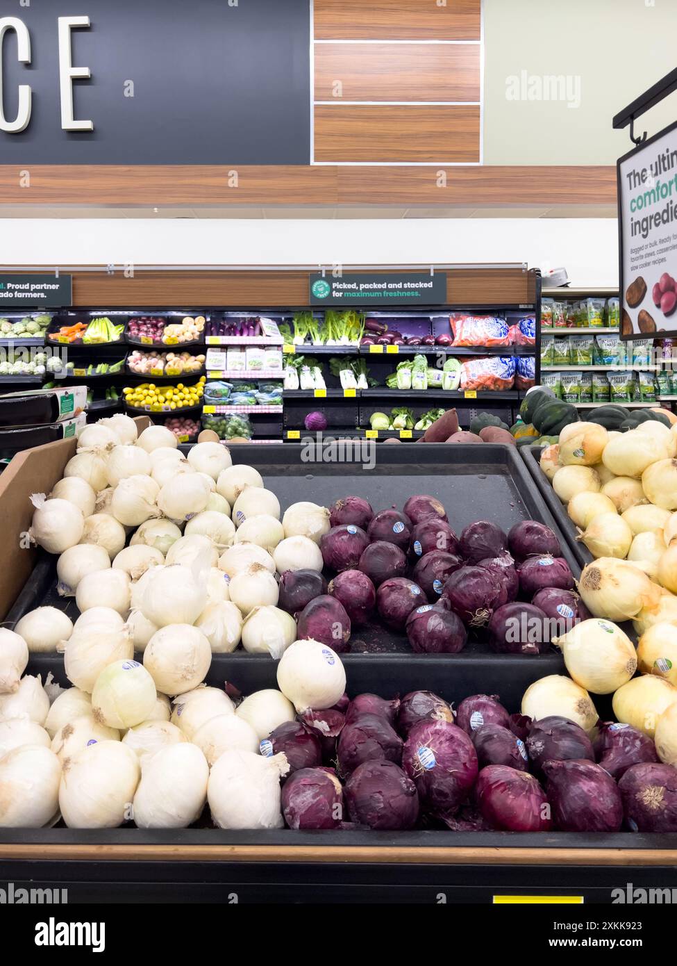 Grocery Store Produce Section with Snacks Display Stock Photo - Alamy
