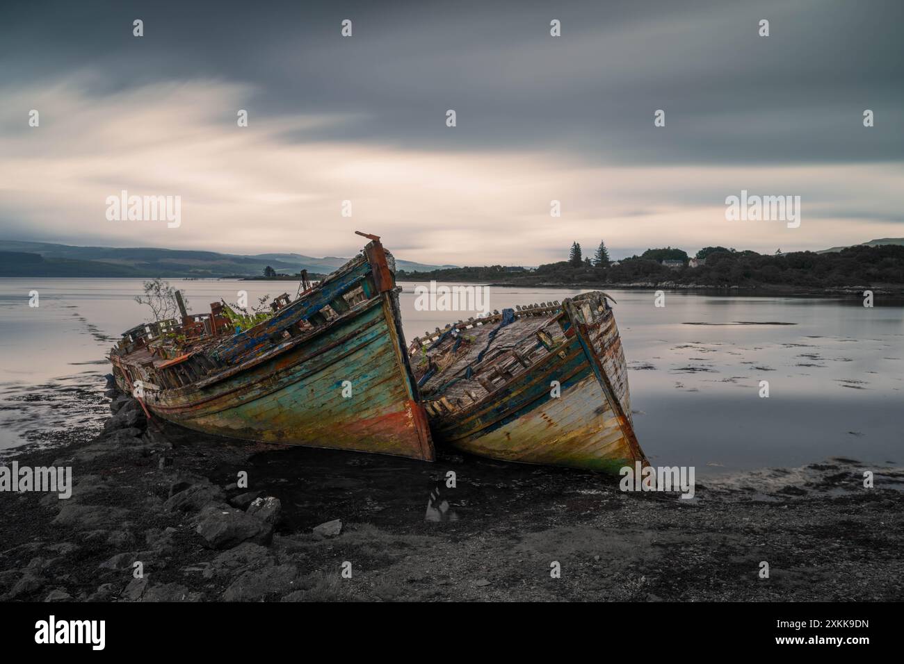 Wrecked boats Salen Isle of Mull Scotland Stock Photo - Alamy