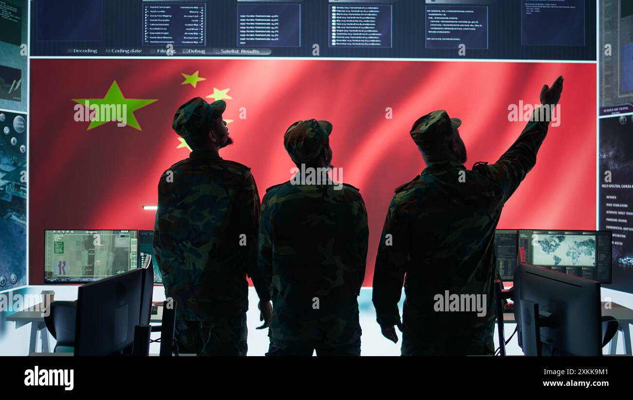 Cybersecurity specialist in Chinese military command post analyzes data ...