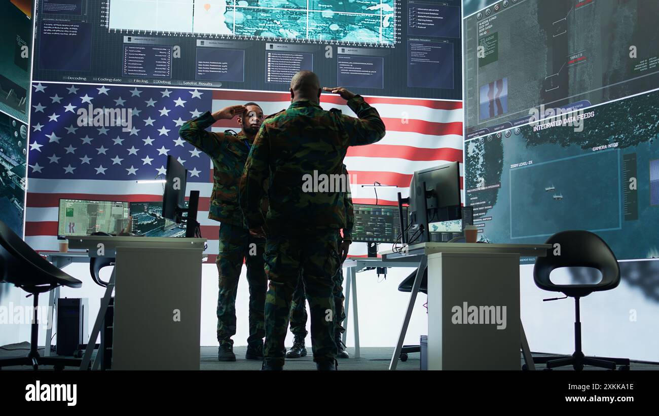 Us Soldiers In A High Tech Command Center Protecting Classified