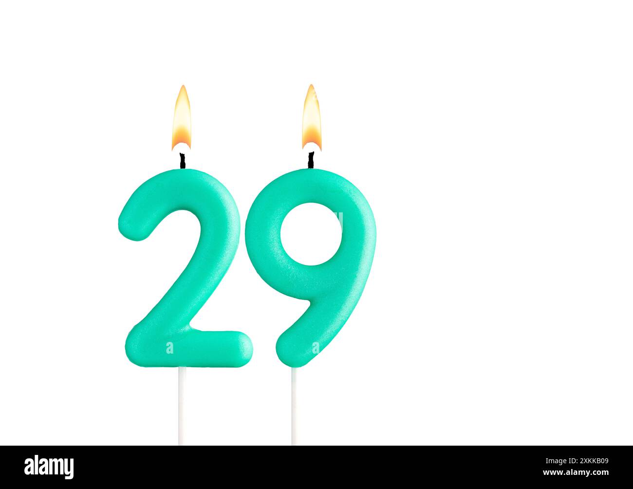 Green birthday candle on white background - Candle number 29 Stock ...