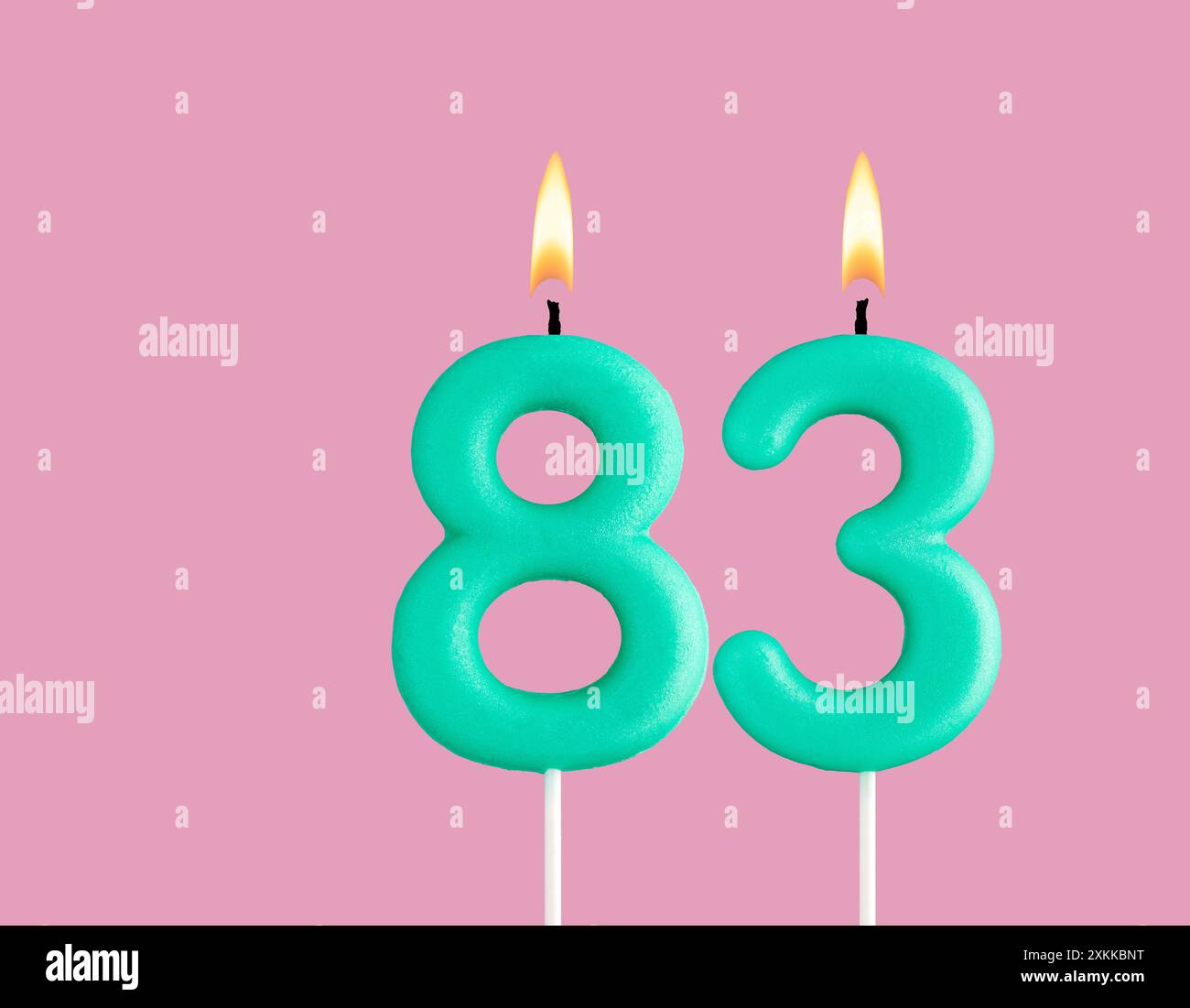 Birthday card with green number 83 candle - Pastel pink background ...