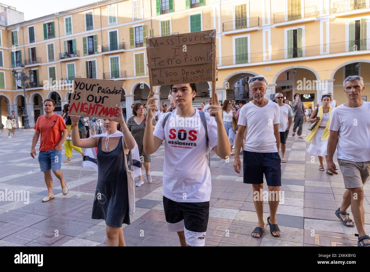 Street protest in Palma, Mallorca, Spain against mass tourism swamping ...
