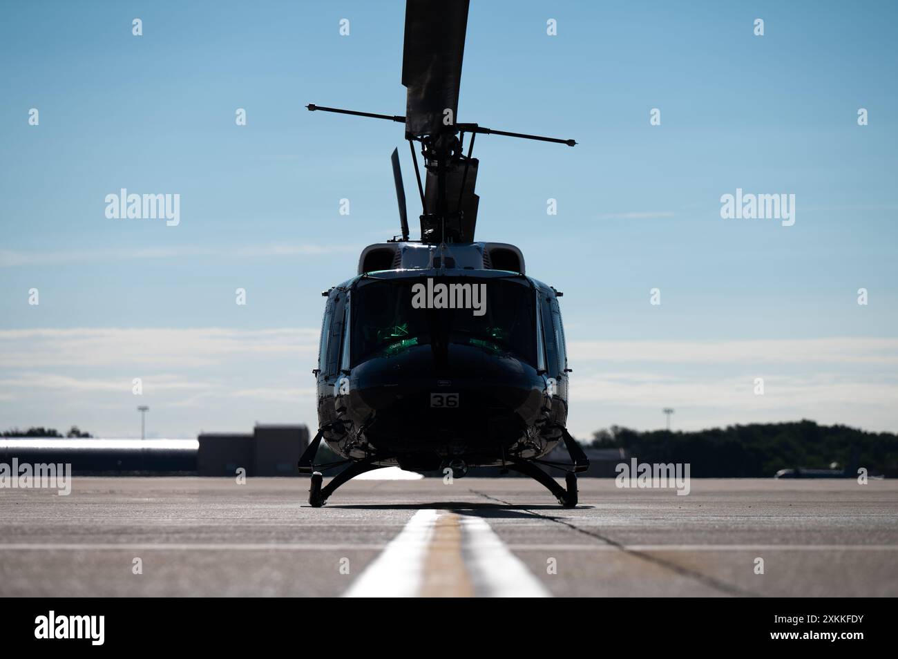 A UH-1N Huey helicopter assigned to the 1st Helicopter Squadron ...
