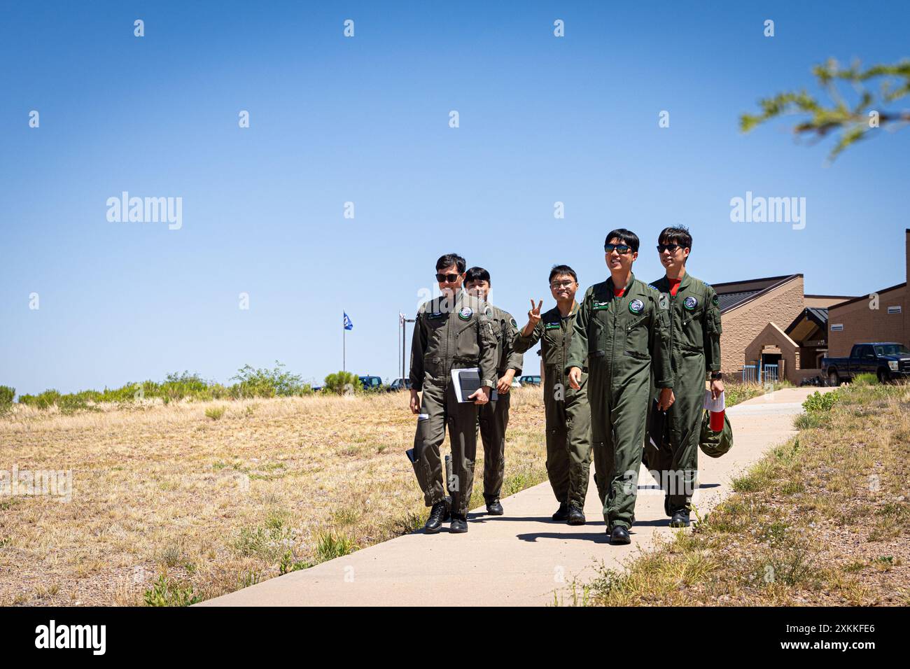 Aircrew members with the Republic of Korea, walk to the flight line for ...