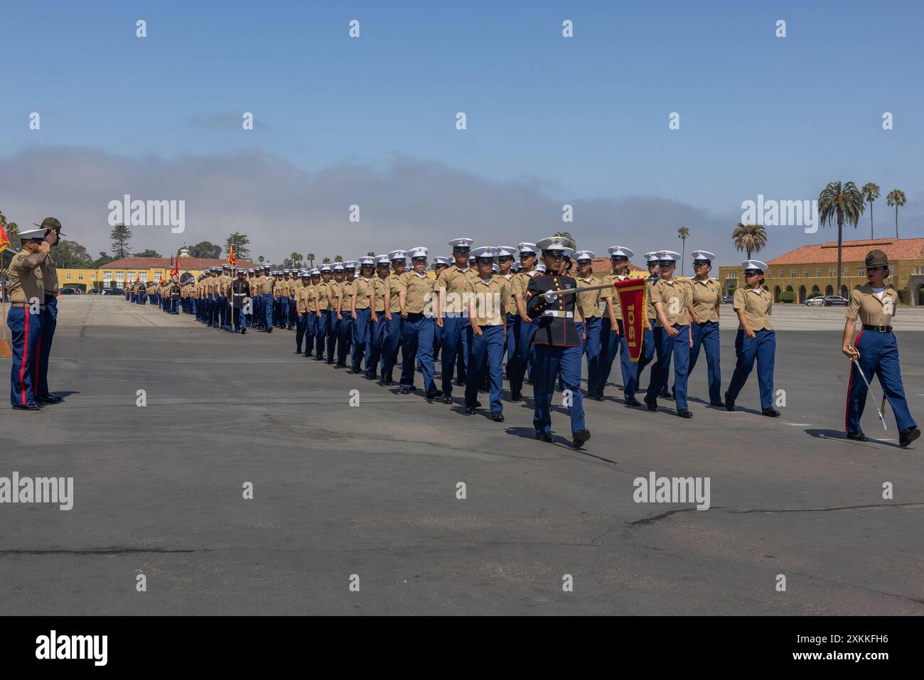 U.S. Marines with Delta Company, 1st Recruit Training Battalion, march ...