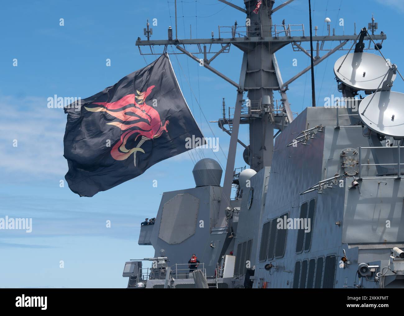 Arleigh Burke-class guided-missile destroyer USS Sterett (DDG 104) fly ...