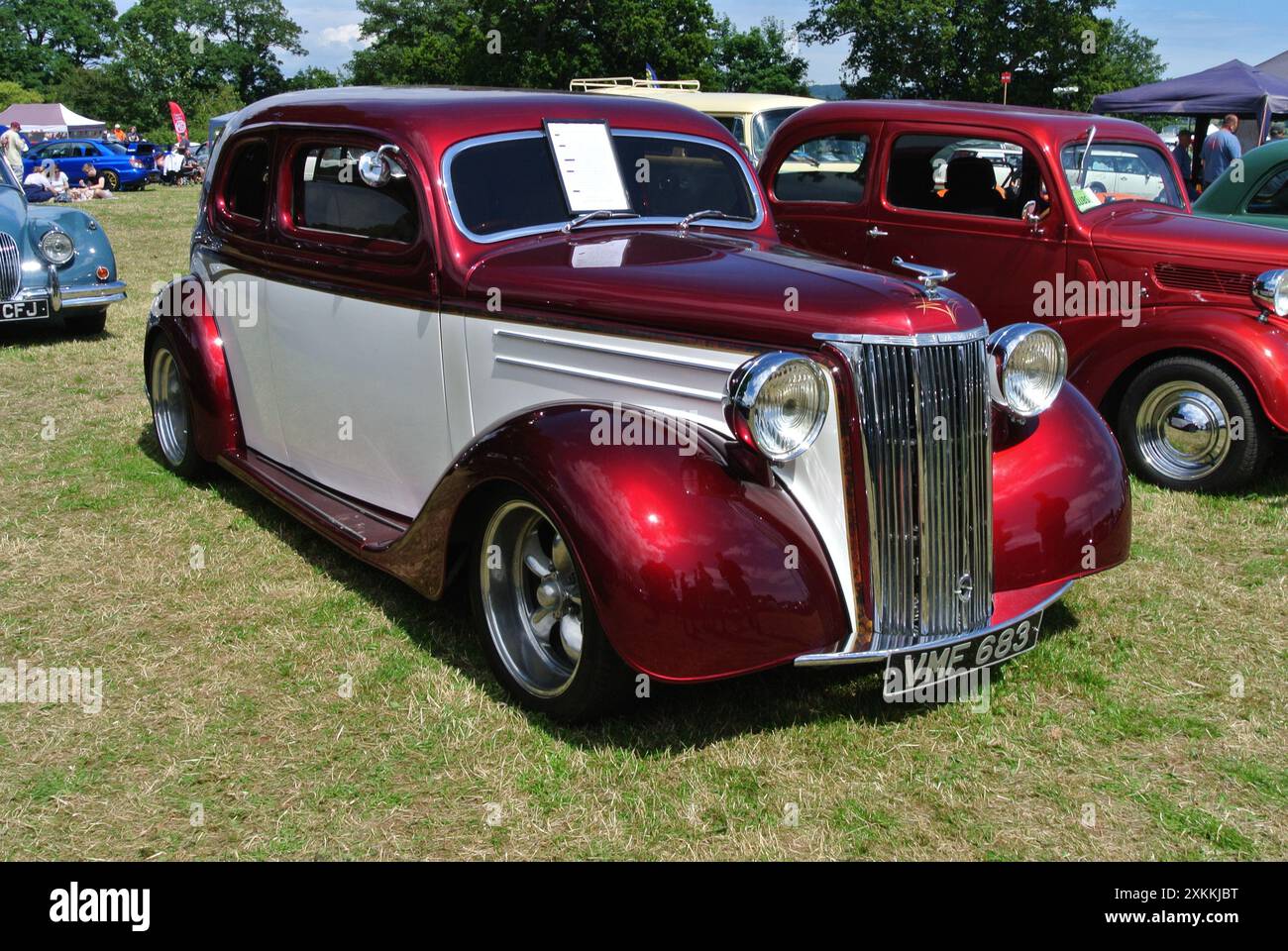 A 1950 Ford Pilot V8 Hot Rod parked on display at the 49th Historic ...