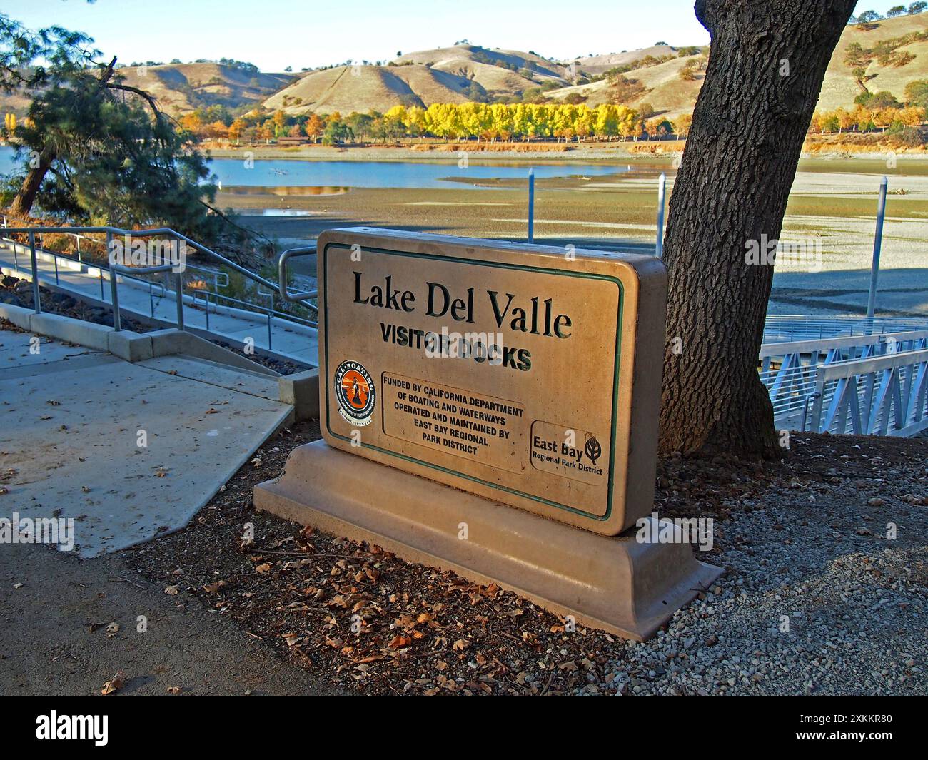 Del Valle visitor docks sign at Lake Del Valle in California Stock ...