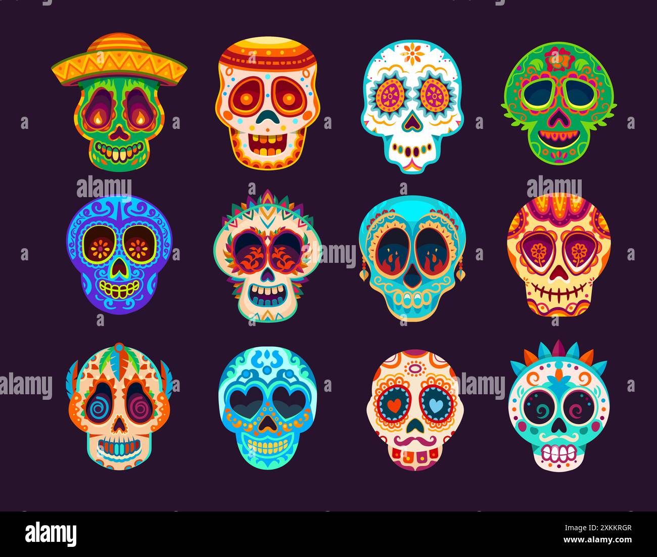 Day Of Dead Mexican calavera sugar skulls. Dia de Los Muertos holiday ...