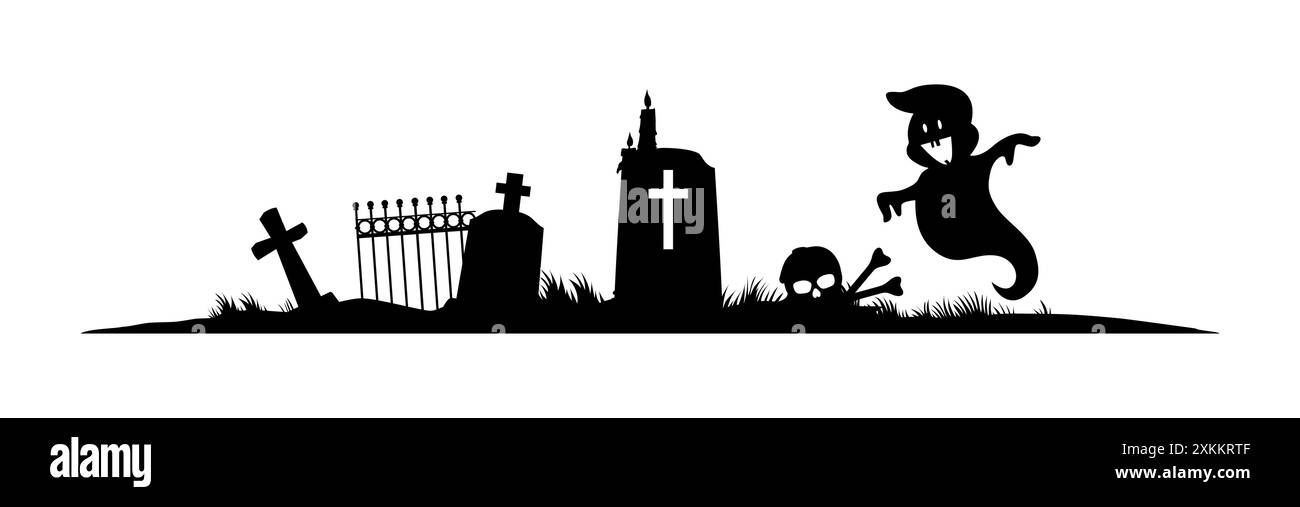 Halloween black frame border or divider with ghosts for holiday horror ...