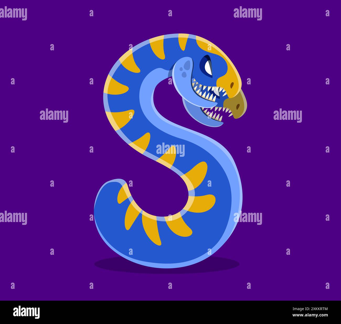 Halloween font, letter S as monster snake or scary cartoon character ...