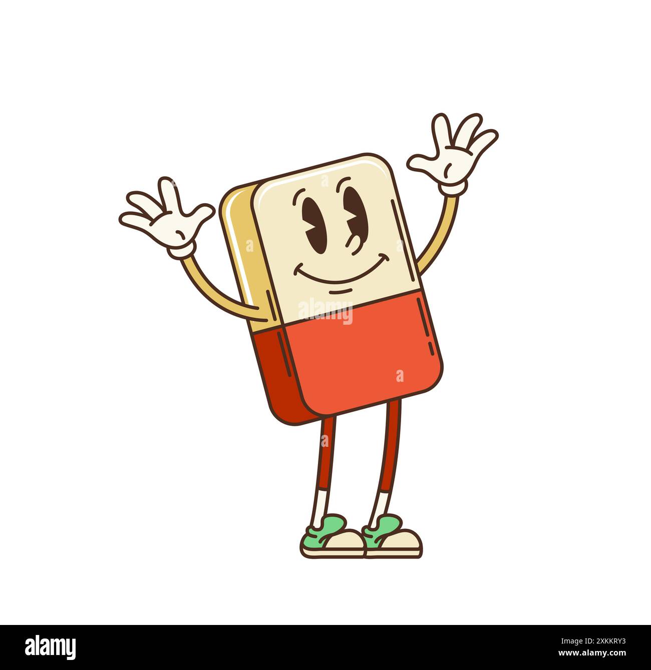 Retro groovy school eraser character. Isolated cartoon vector eraser ...