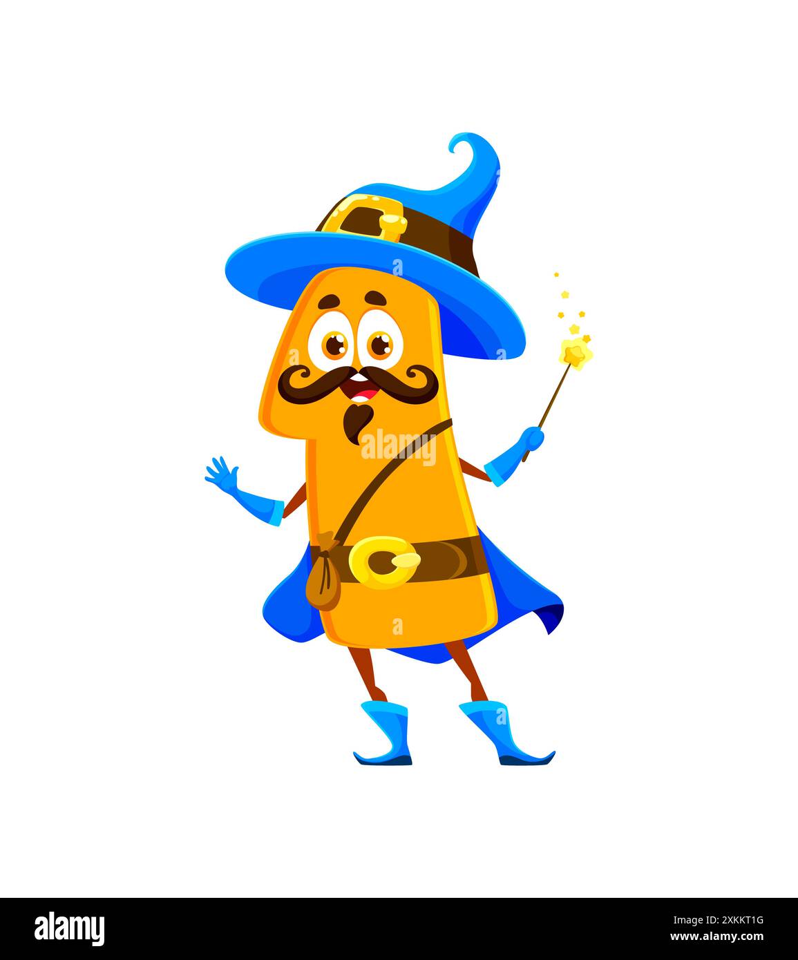 Cartoon Halloween number one in wizard costume for holiday, vector ...