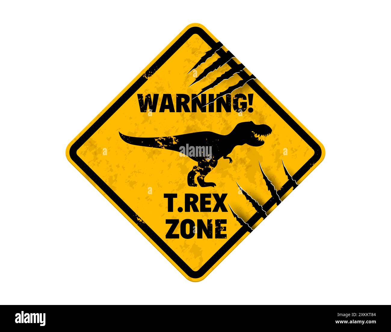 Dinosaur warning sign of T Rex danger zone caution banner, vector ...