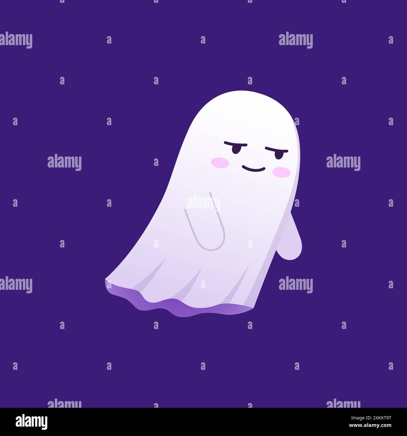 Halloween kawaii sad ghost character with teary eyes, droopy smile and ...