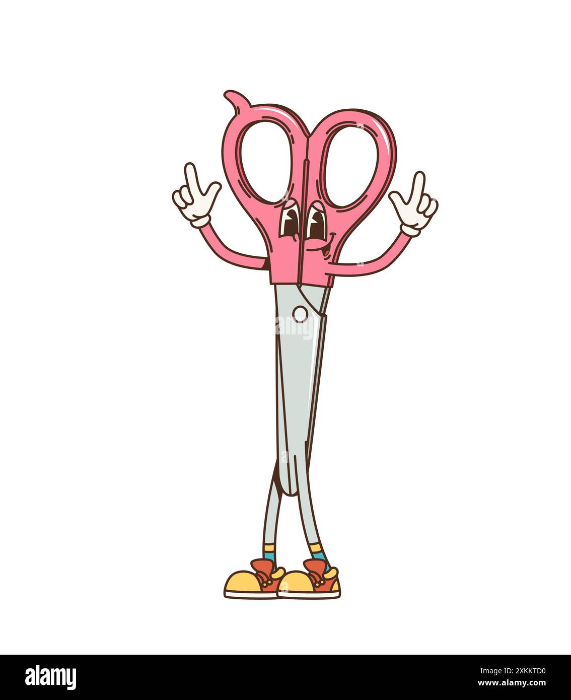 Cartoon retro groovy scissors character exudes playful and fun vibes ...