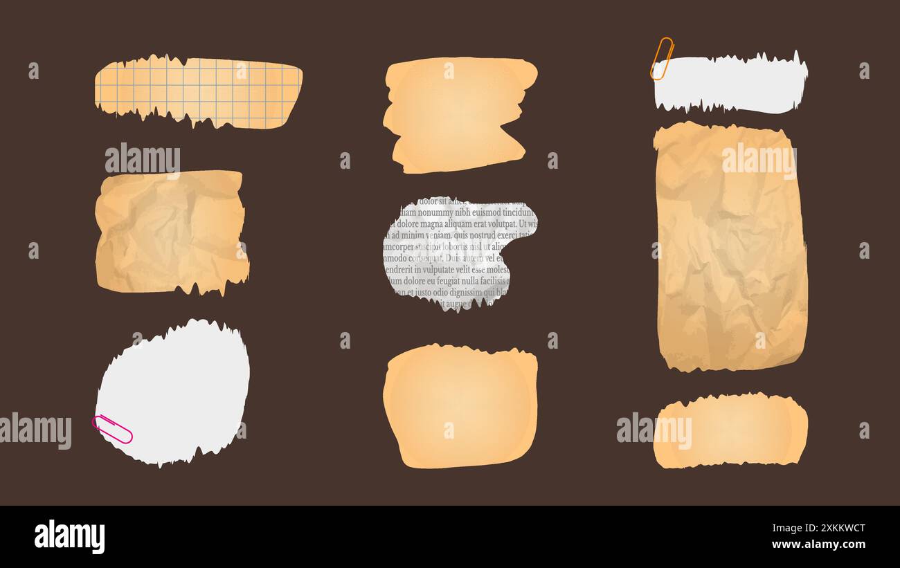 Paper and Elements scrapbooking Old torn crumpled. Different textures ...