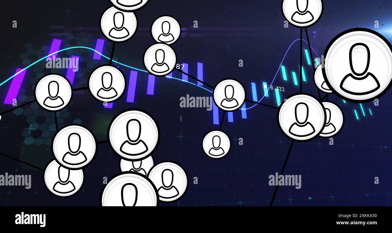 User icons image over financial data and stock market graph Stock Photo ...