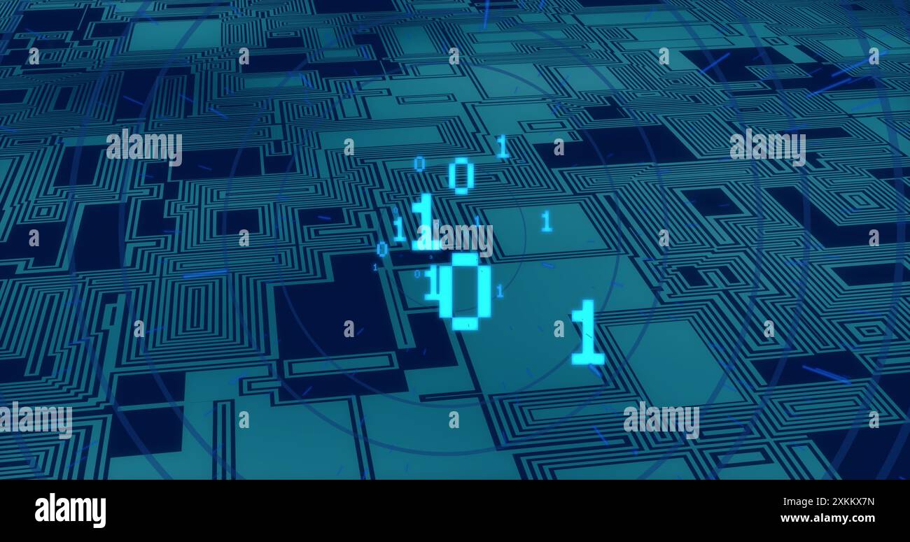 Image Of Digital Data Processing And Binary Coding Over Computer Circuit Board Global