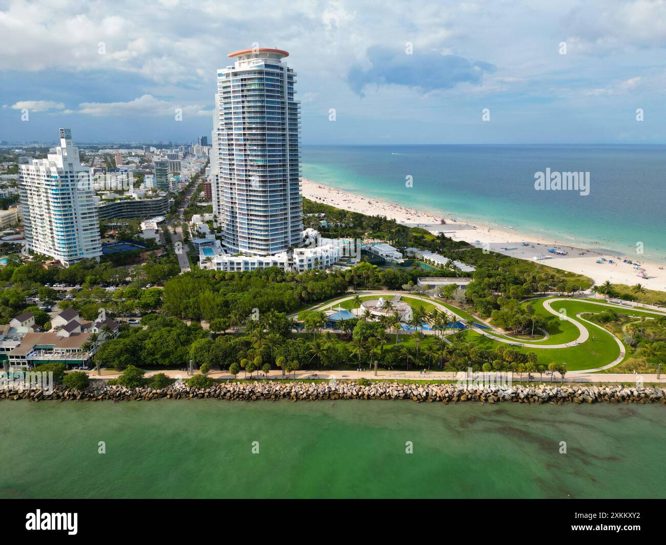 City skyscraper architecture and marina. Cityscape skyline of Miami ...