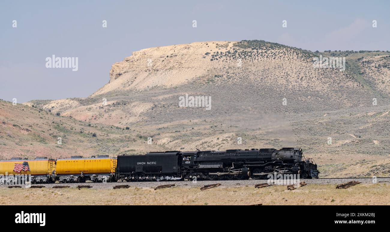 Union Pacific Big Boy steam engine 4014 operating near Fossil Butte National Monument in Wyoming ...