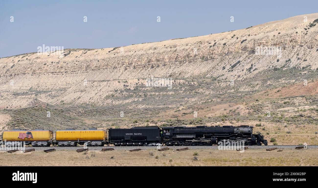 Union Pacific Big Boy steam engine 4014 operating near Fossil Butte National Monument in Wyoming ...