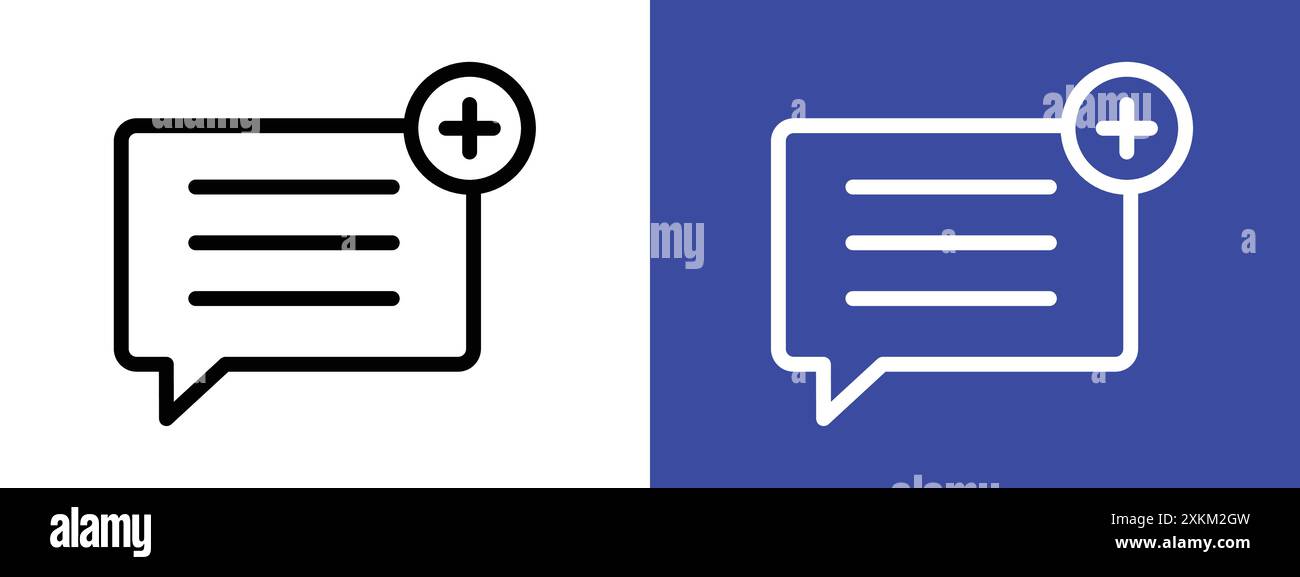 Add chat icon logo sign vector outline in black and white color Stock ...