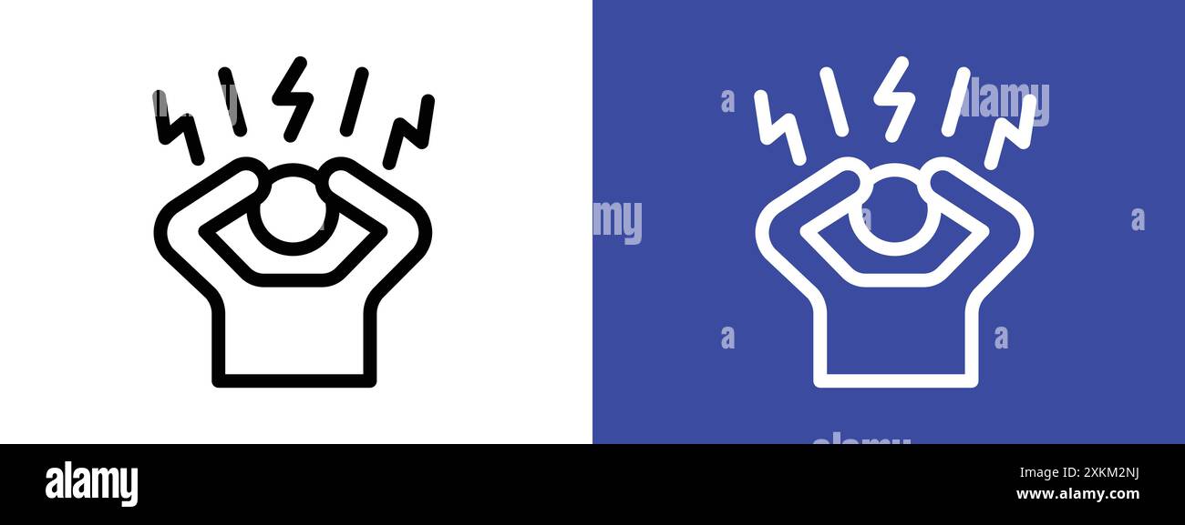 Anxiety icon logo sign vector outline in black and white color Stock ...