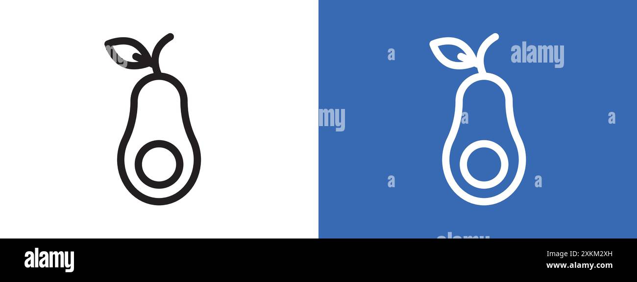 avocado icon logo sign vector outline in black and white color Stock ...