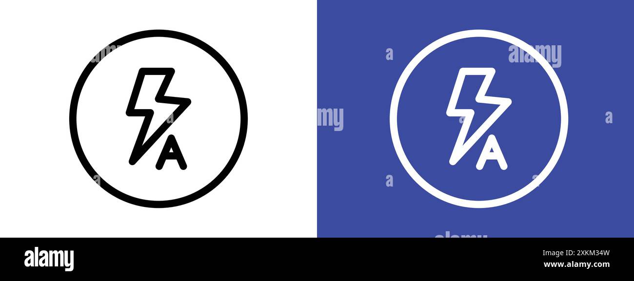 auto flash icon logo sign vector outline in black and white color Stock ...