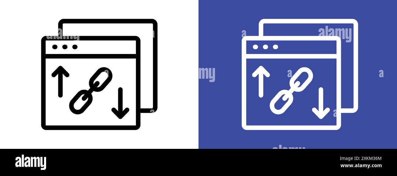 Backlink icon logo sign vector outline in black and white color Stock ...