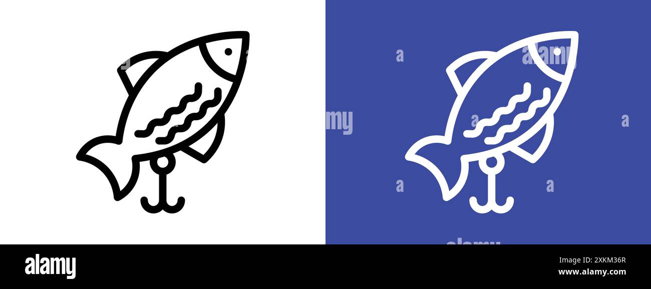 Bait Fishing Minnow icon logo sign vector outline in black and white ...