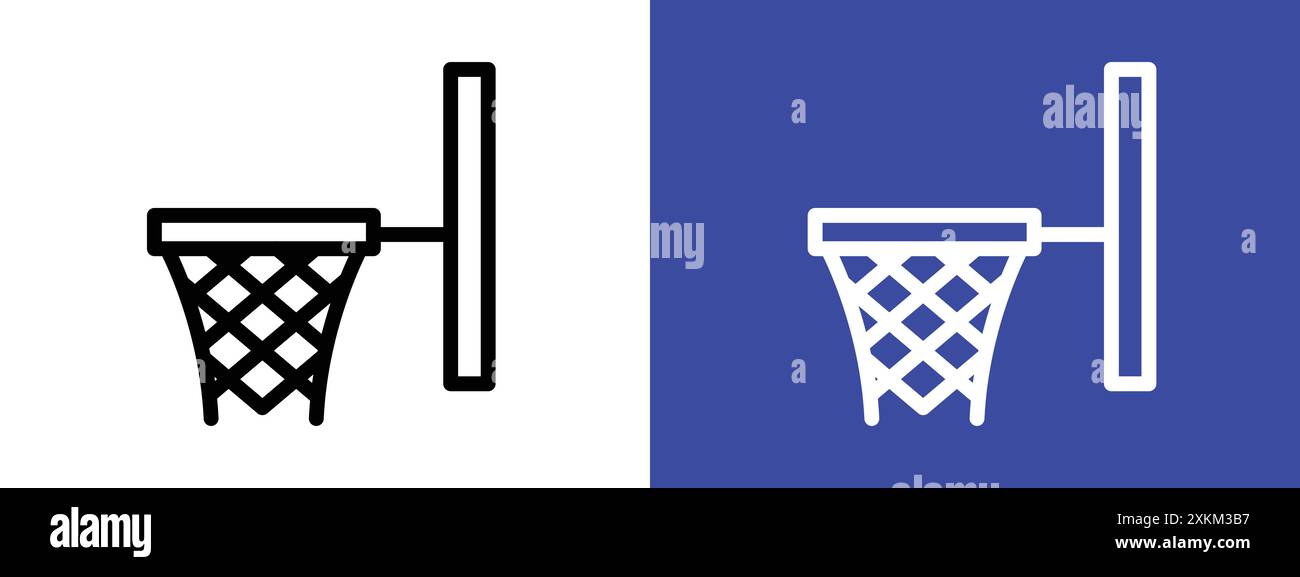 Basketball Hoop icon logo sign vector outline in black and white color ...