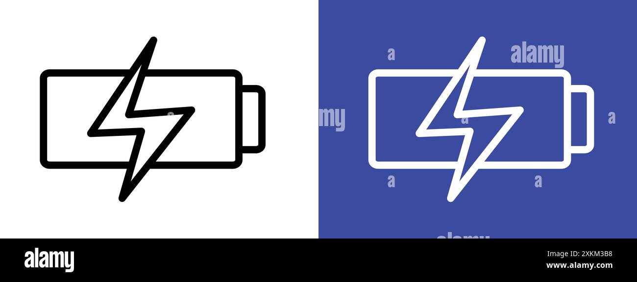 battery icon logo sign vector outline in black and white color Stock ...